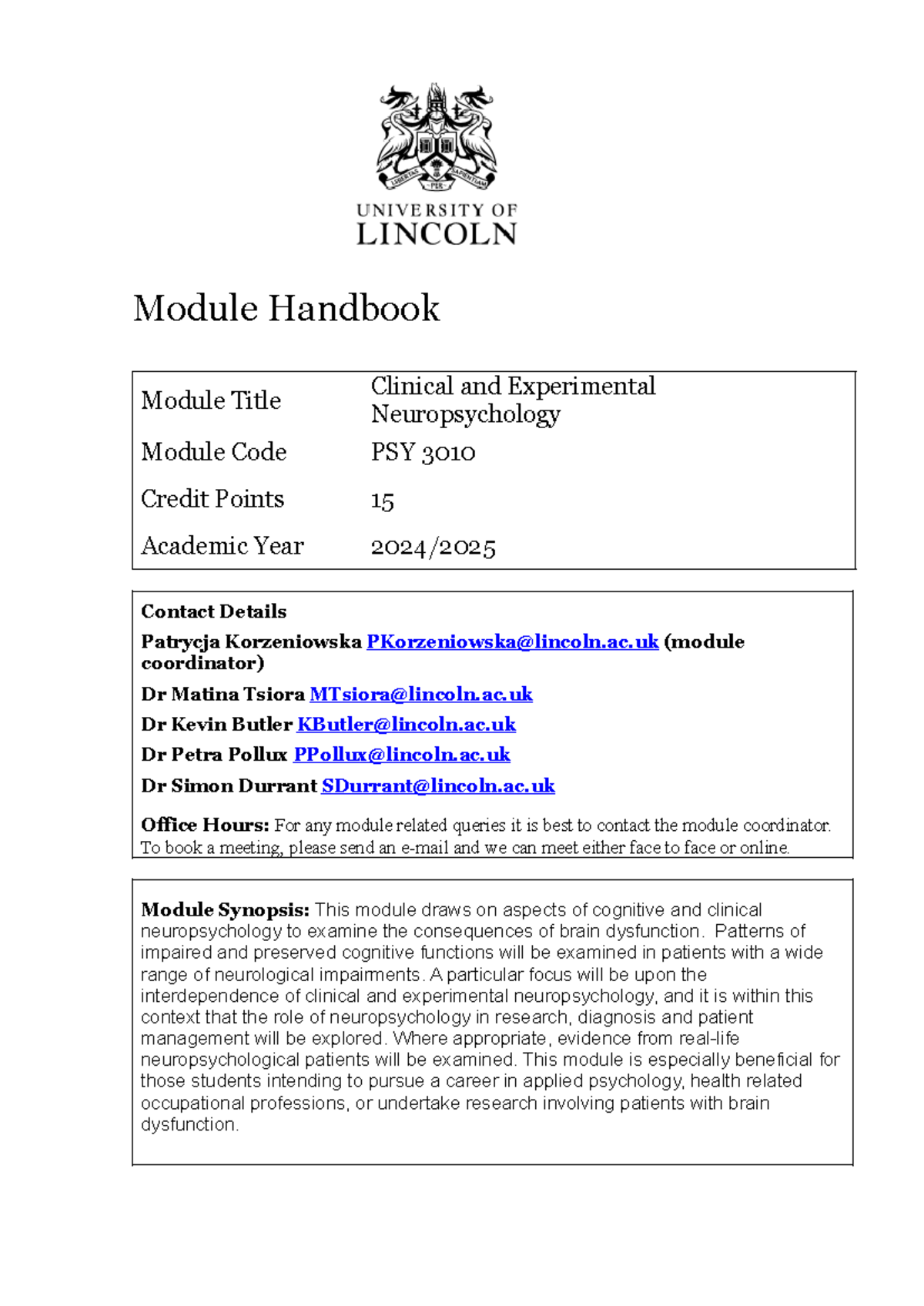 CENP Module Handbook 24-25 - Module Handbook Module Title Clinical and ...