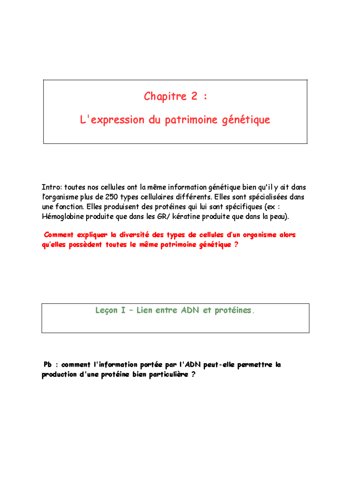 Chapitre 2 - Transcription - traduction a completer - Chapitre 2 : L'expression du patrimoine ...