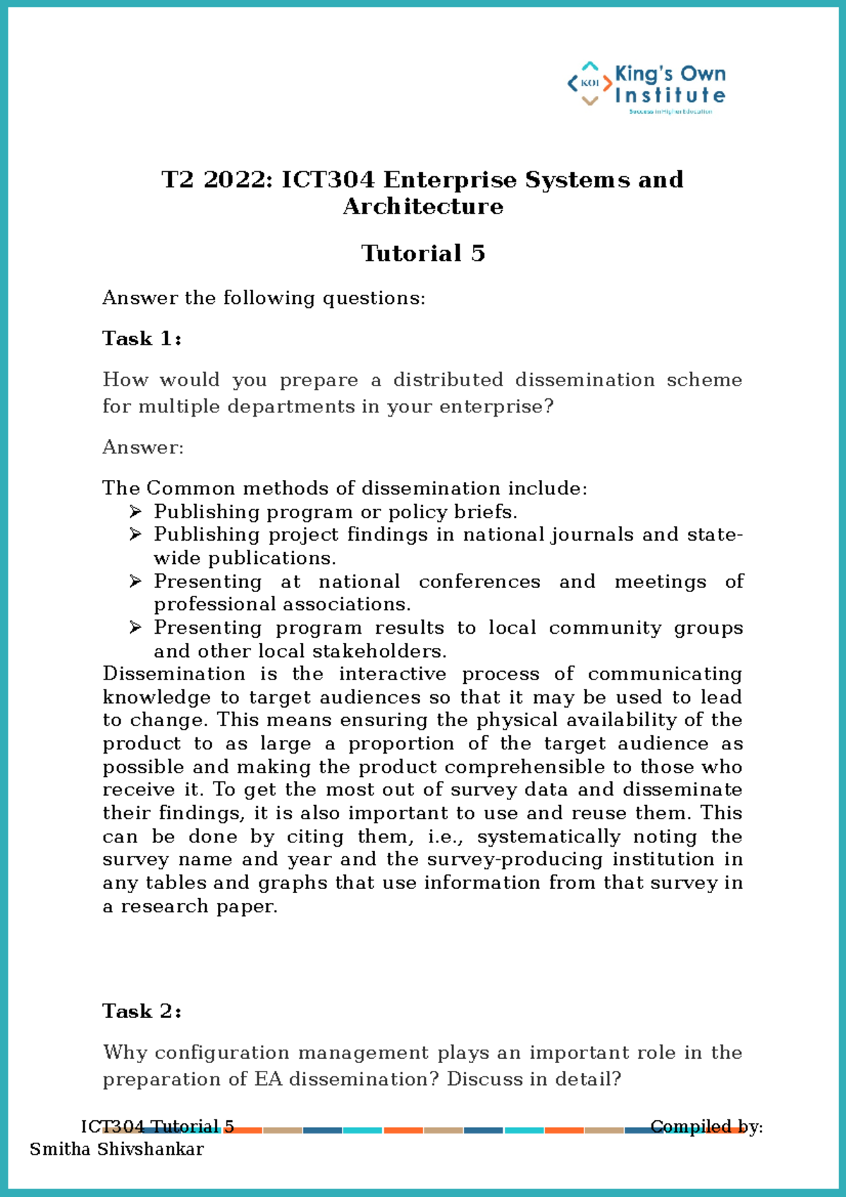 ICT304 T222 Tutorial 5 Chetanraut 12100255 SUB1 - T2 2022: ICT304 ...