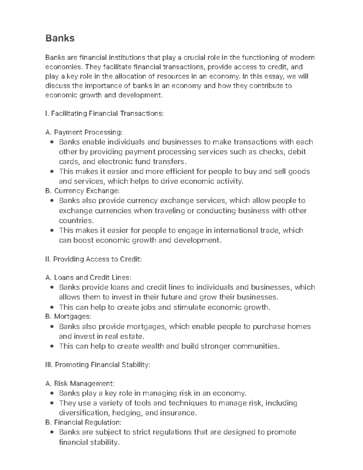 Banks - notes - Banks Banks are financial institutions that play a ...