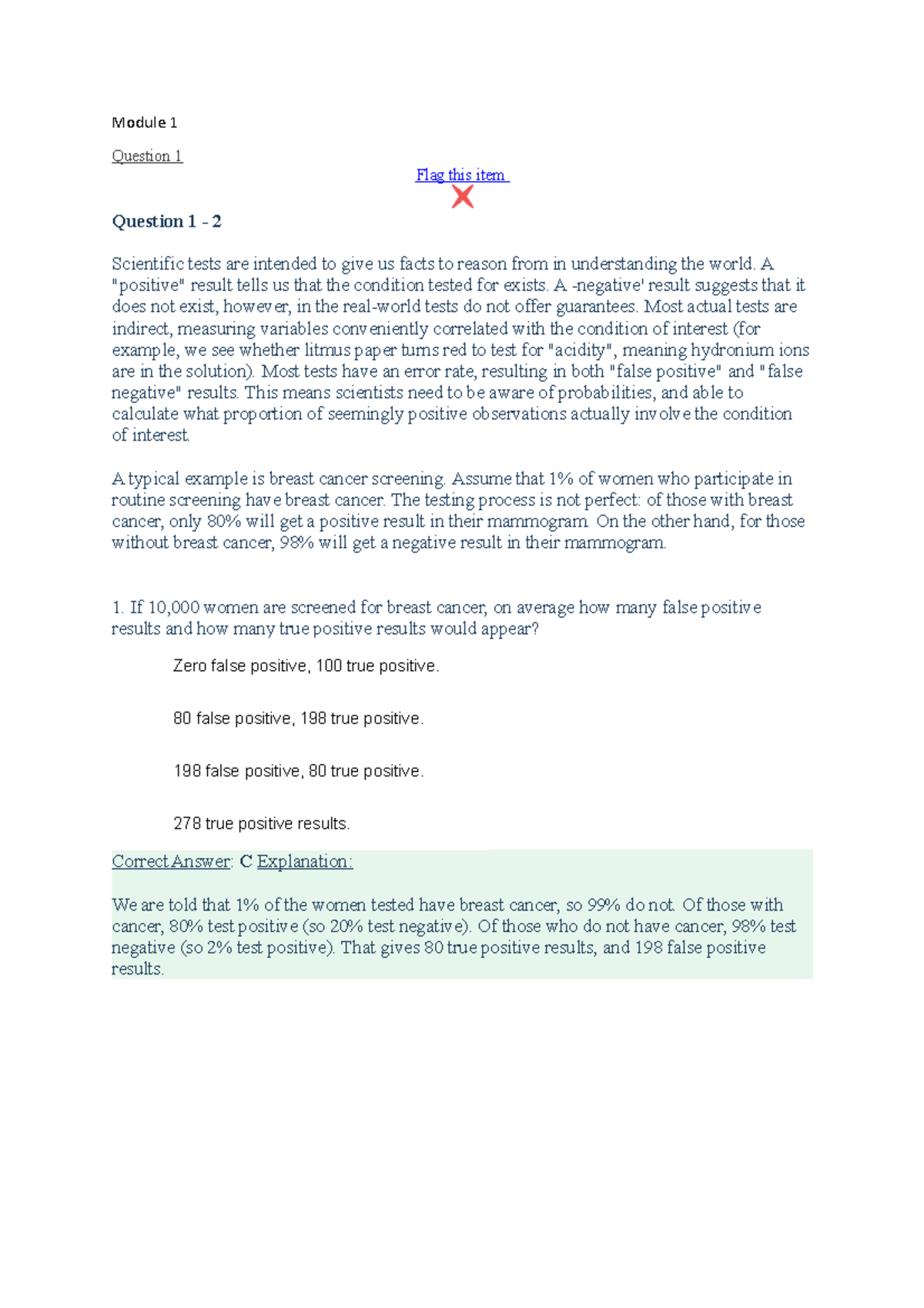Practice Module 1 - Module 1 Question 1 Flag this item Question 1 - 2 ...