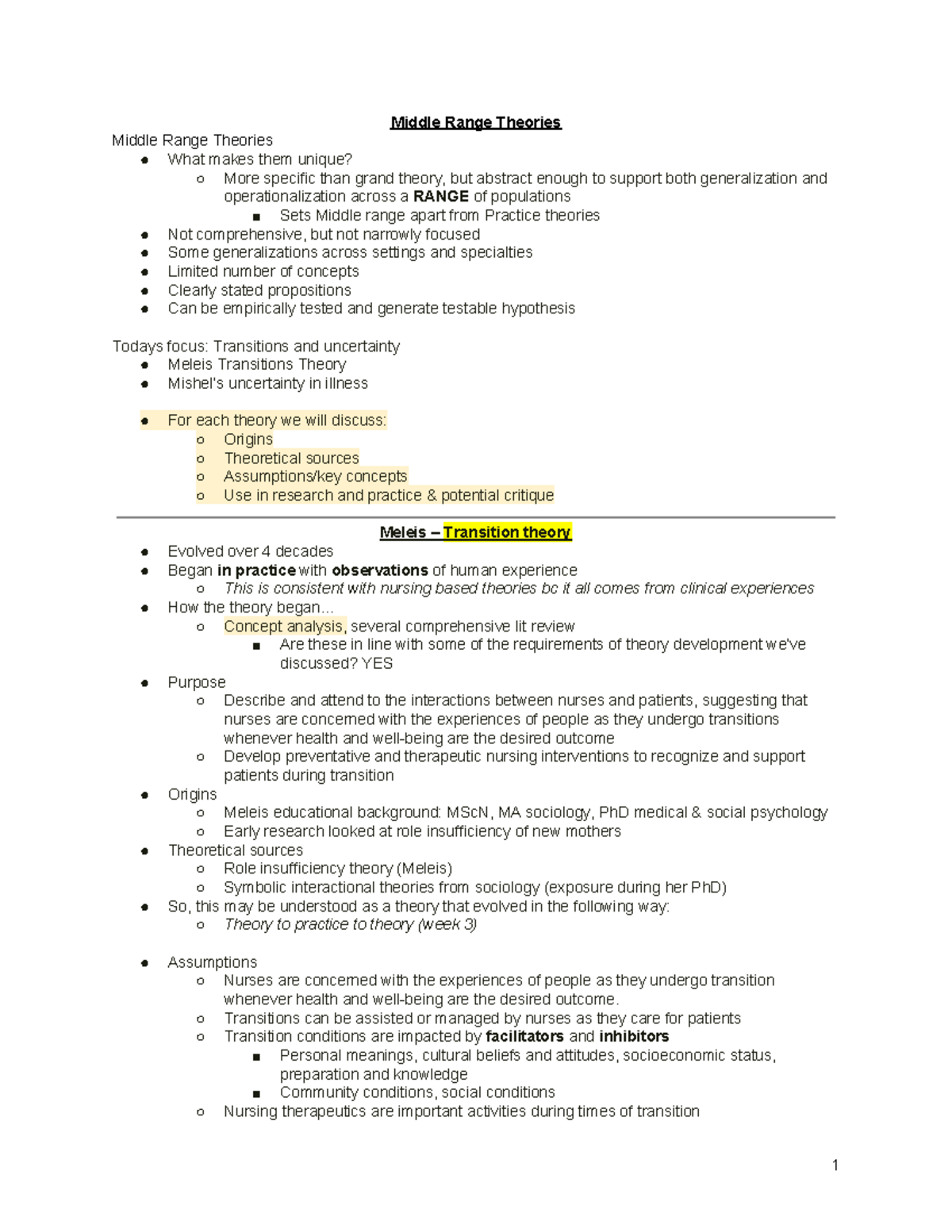 Lec 5 - NSG3103 Theory Philo in Nursing - Middle Range Theories Middle ...