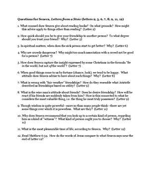Seneca Shortness Life Questions - Questions for Seneca, “On the ...