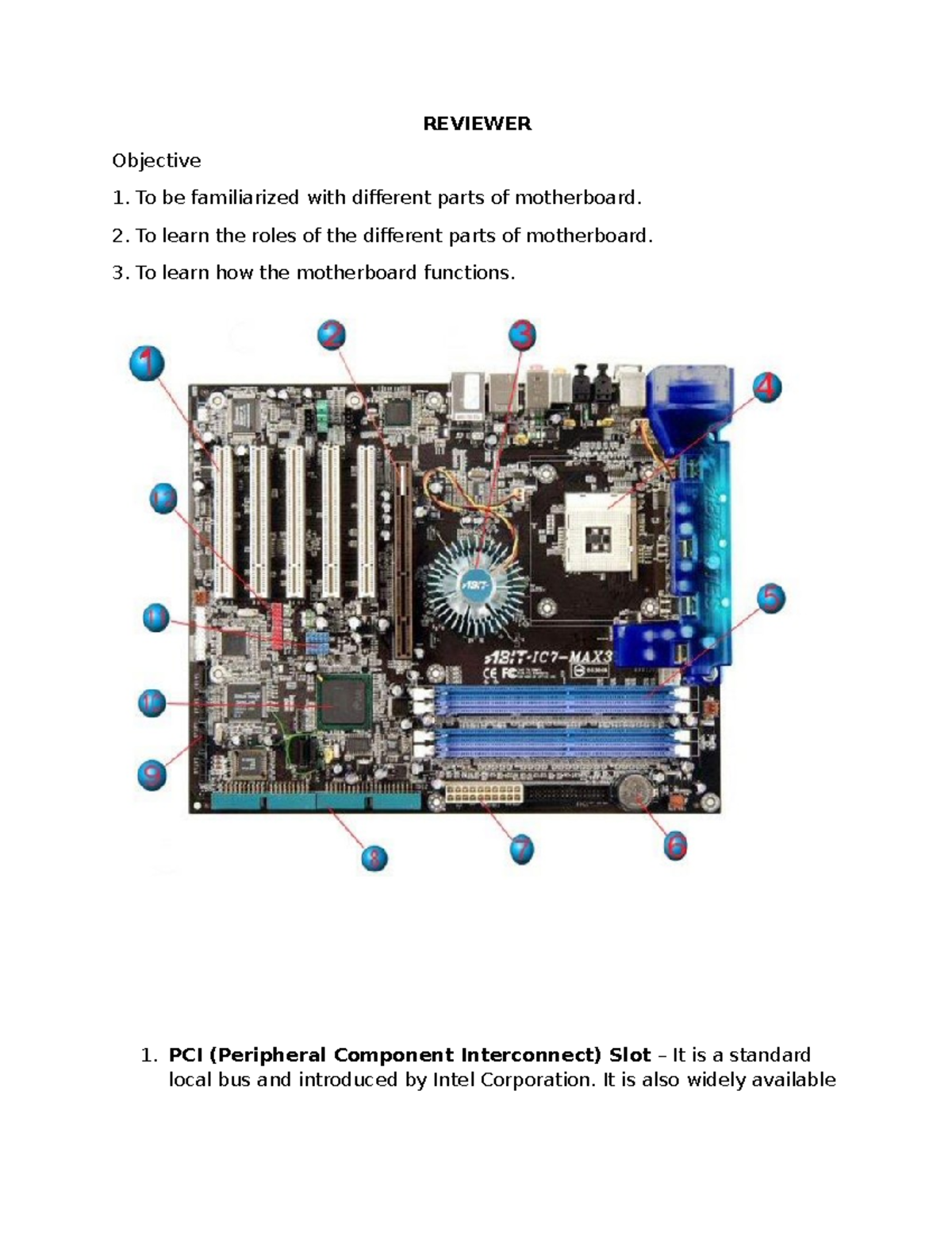 Reviewer on Computer - REVIEWER Objective To be familiarized with ...