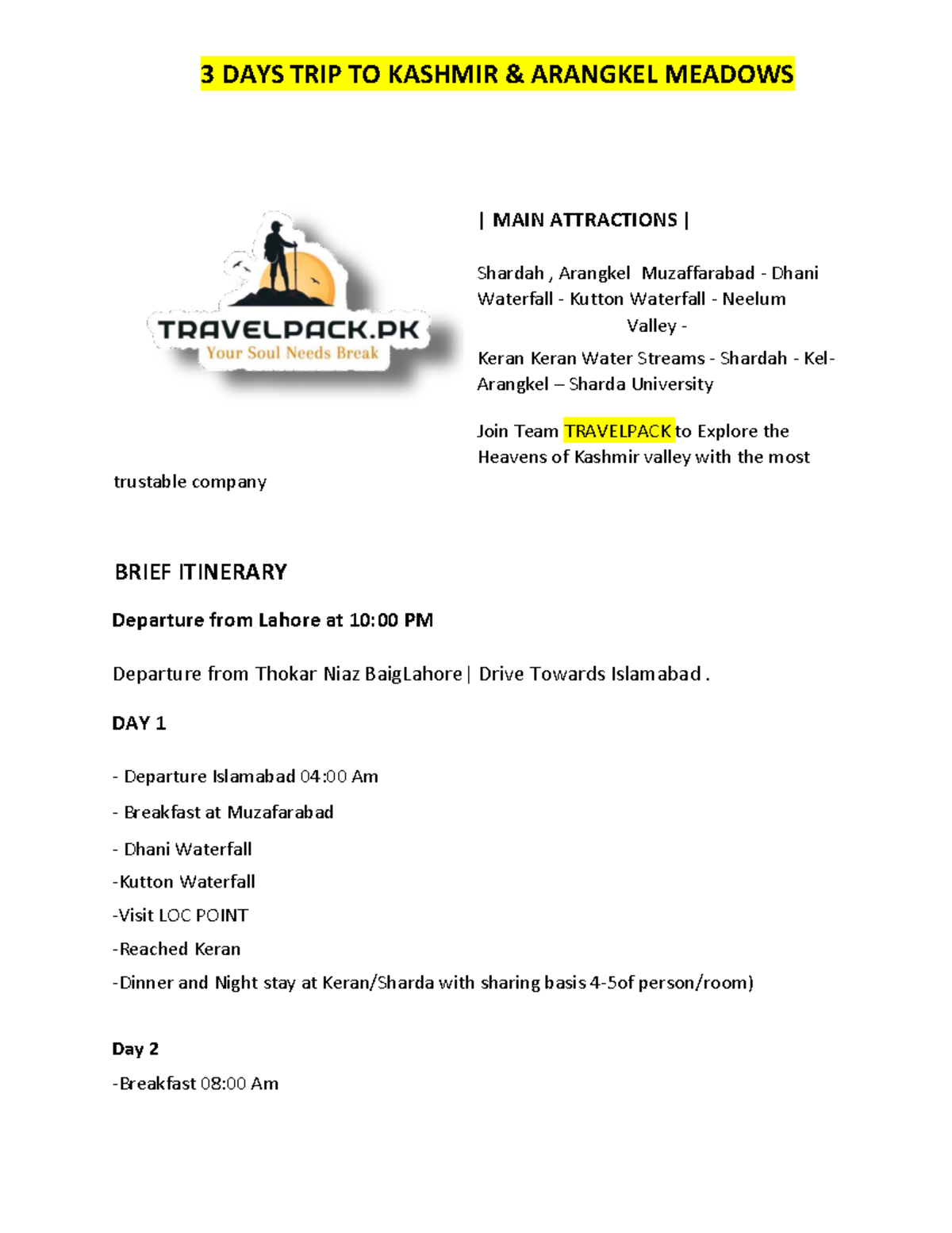 3 Days Kashmir & Arangkel Trip - | MAIN ATTRACTIONS | Shardah ...