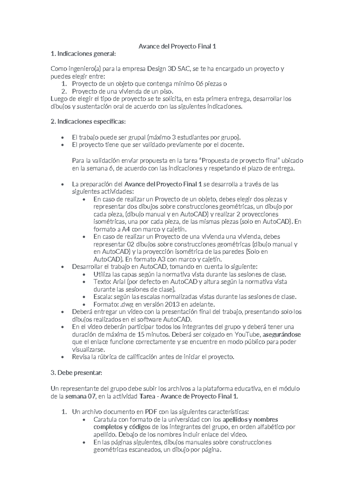 24 Primer avance del Proyecto indicaciones Aziyjl - Avance del Proyecto Final 1 Indicaciones ...