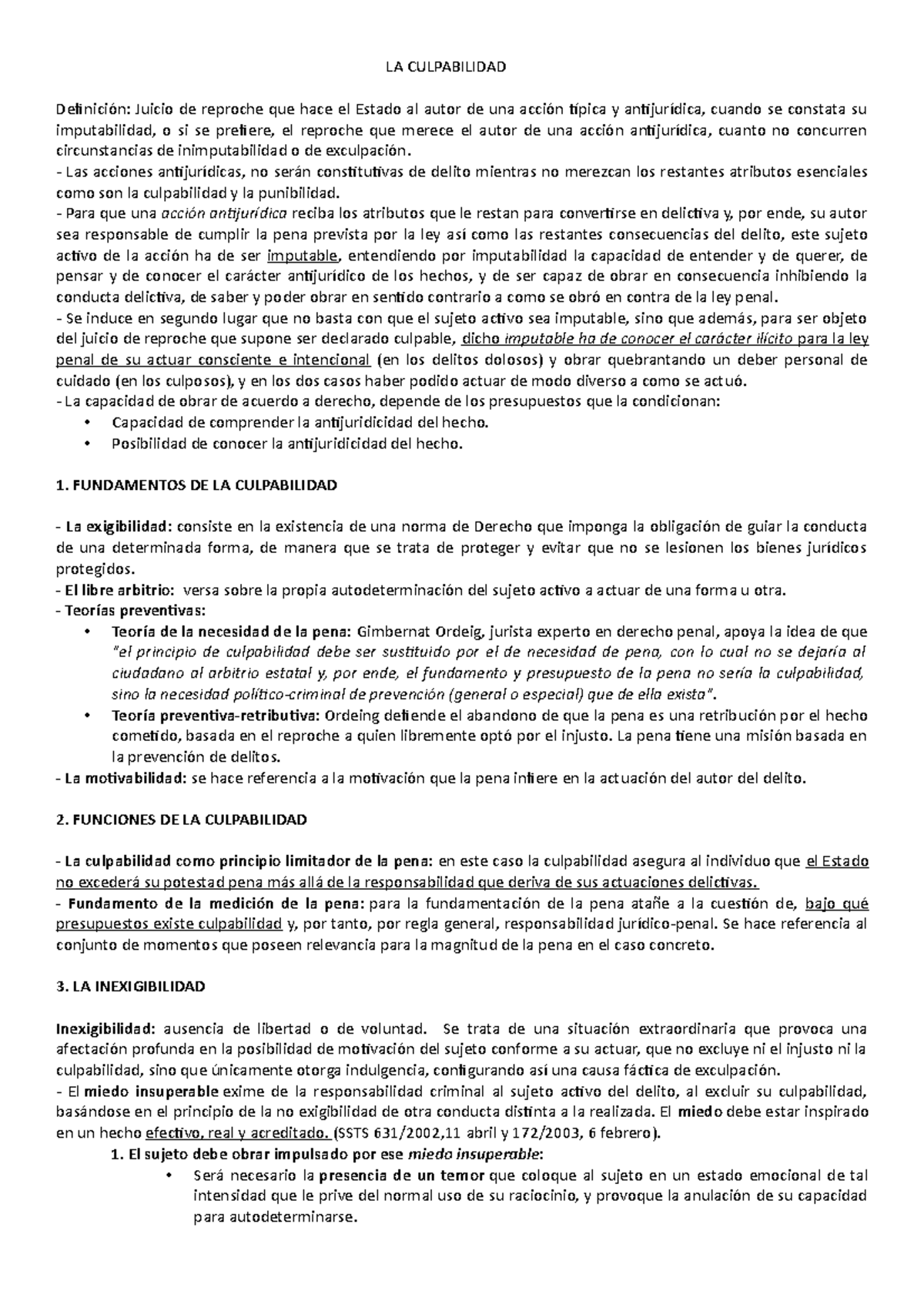 LA Culpabilidad - LA CULPABILIDAD Definición: Juicio de reproche que ...
