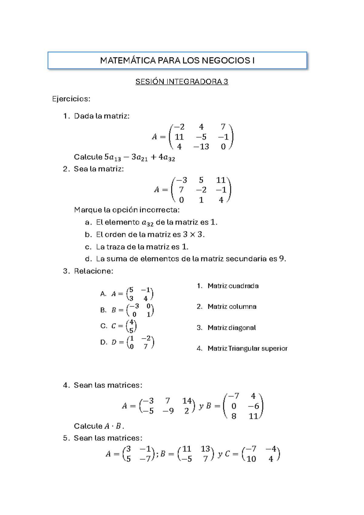 Sesión Integradora 3 - apuntes - SESIÓN INTEGRADORA 3 Ejercicios: 1 ...