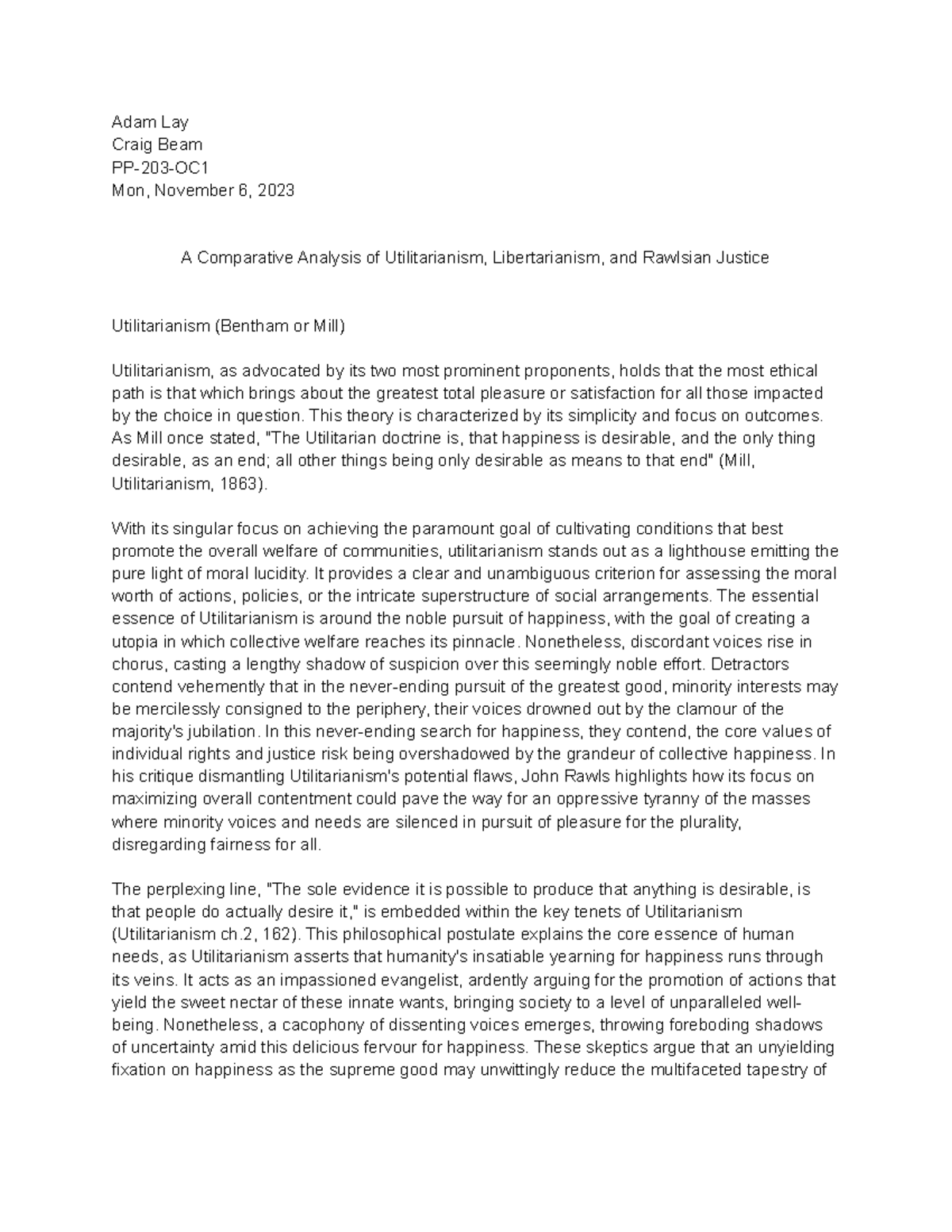 Essay 2 - bold and brave - Adam Lay Craig Beam PP-203-OC Mon, November ...