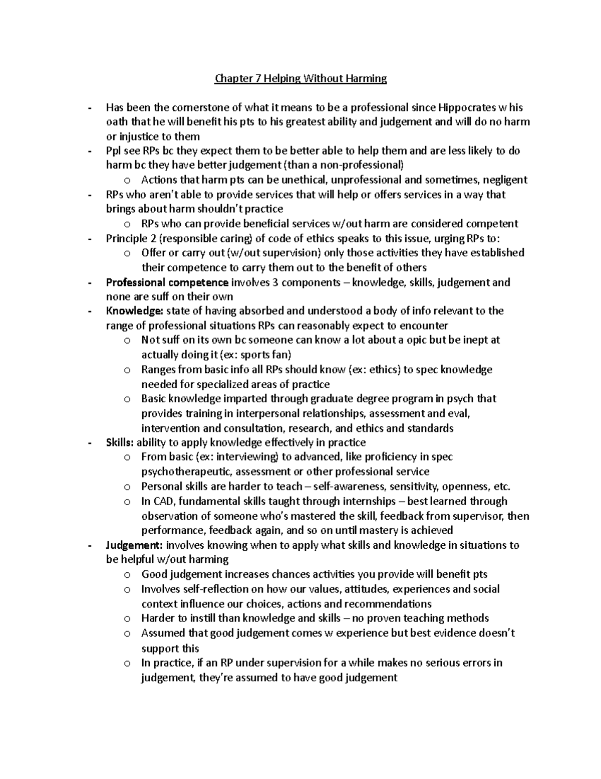 Chapter 7 Helping Without Harming - Chapter 7 Helping Without Harming ...