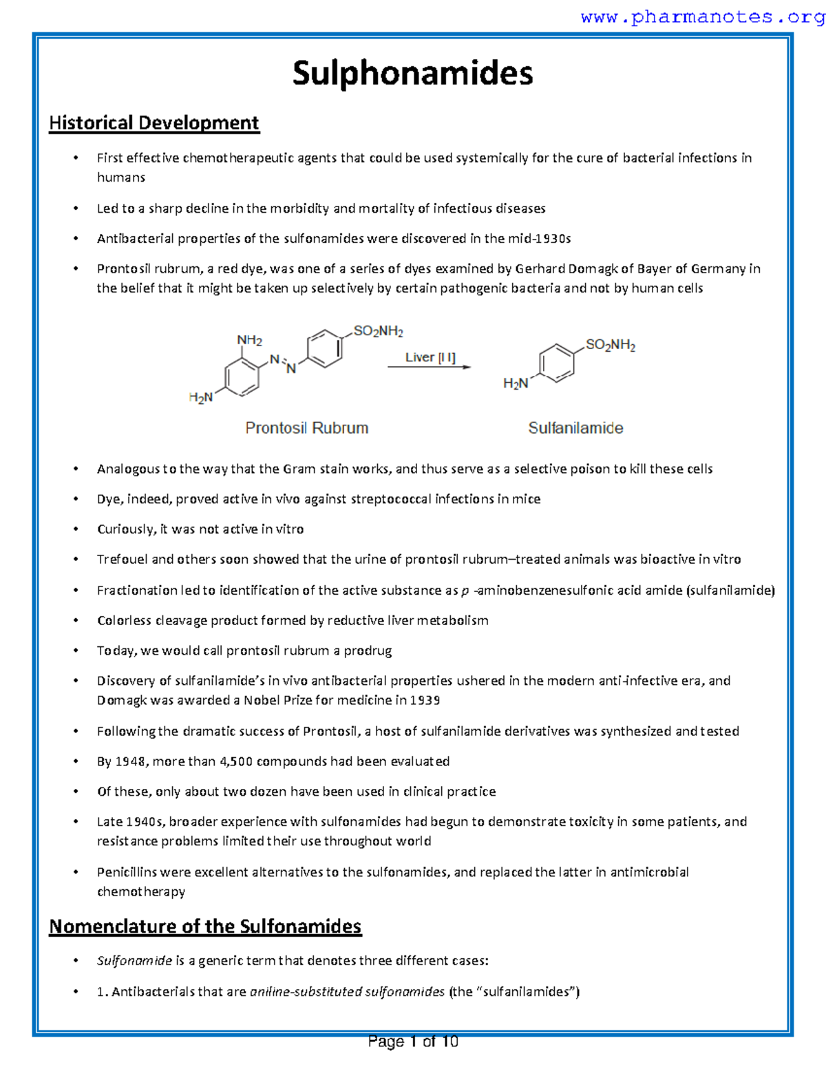 Sulphonamides - Sulphonamides Historical Development • First effective ...