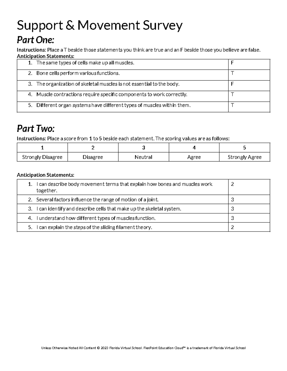 Support & Movement Survey - Support & Movement Survey Part One ...