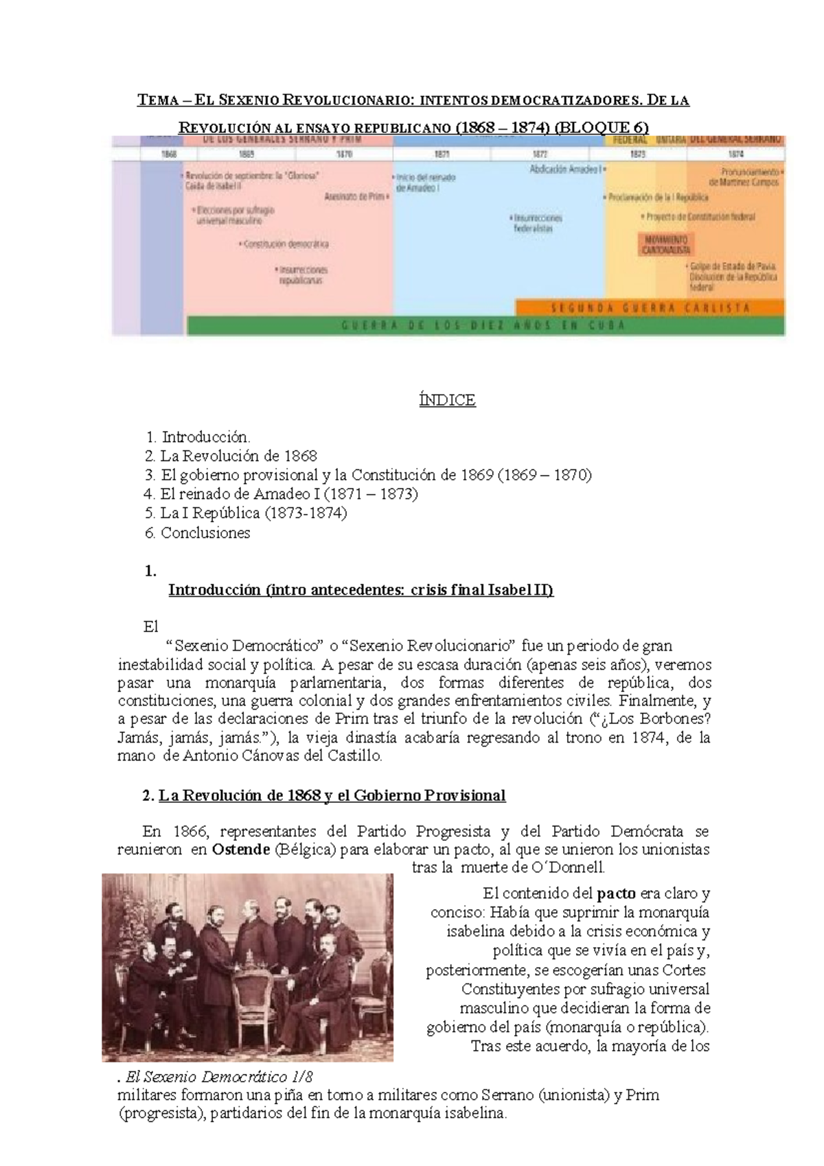 Tema - El Sexenio Revolucionario (1868 - 1874) - TEMA – EL SEXENIO REVOLUCIONARIO: INTENTOS ...