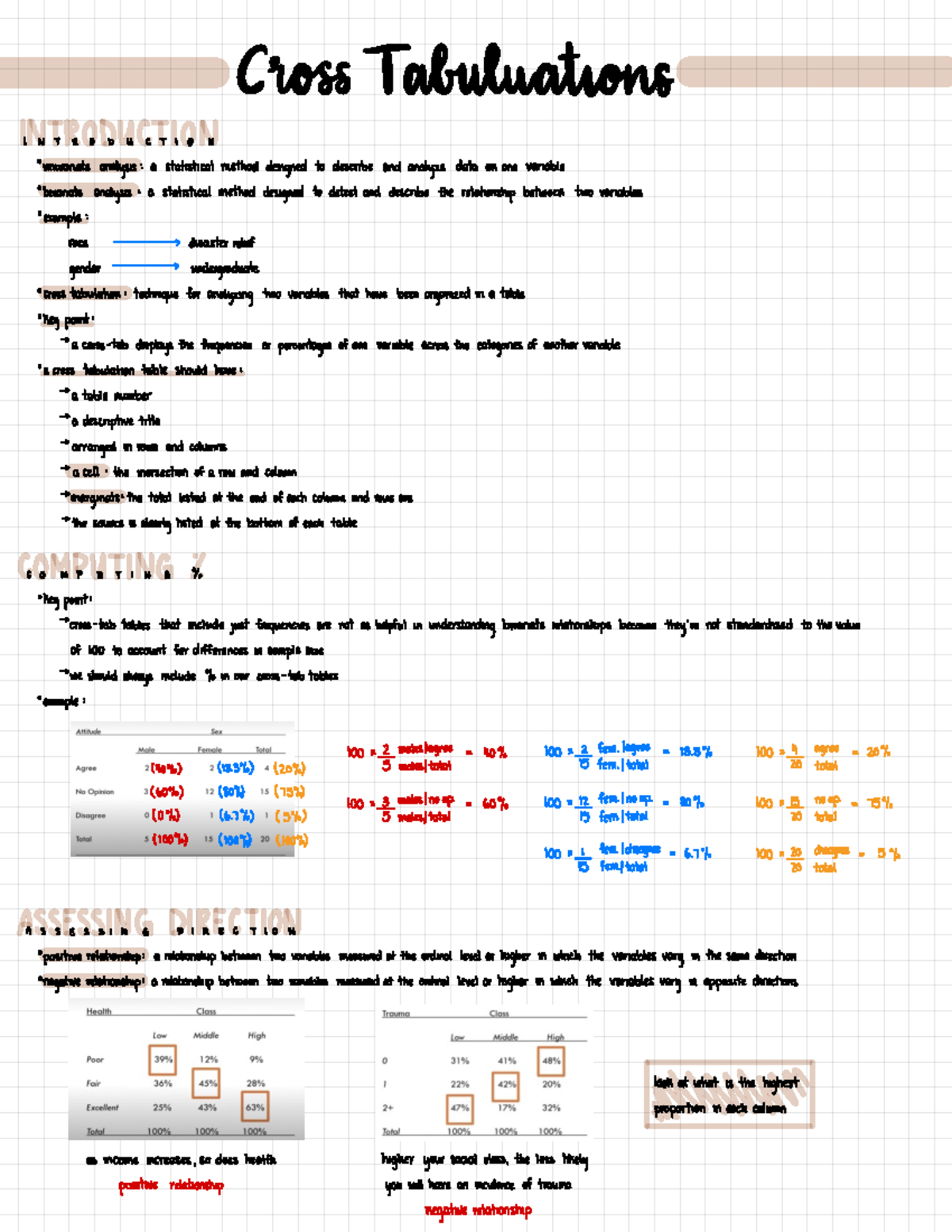Research Methods II - Cross Tabulations Lecture Notes - Cross Tab ...