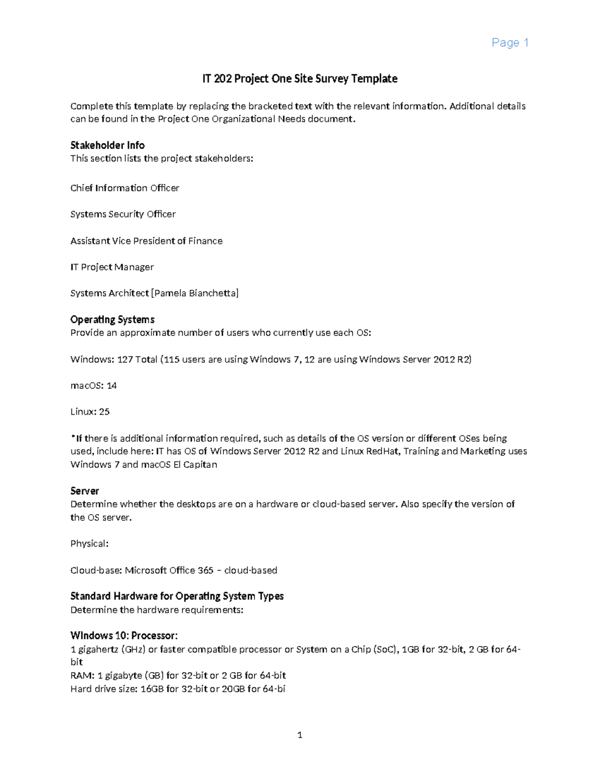 4-4 Project One - This homework is about filling out a site survey ...