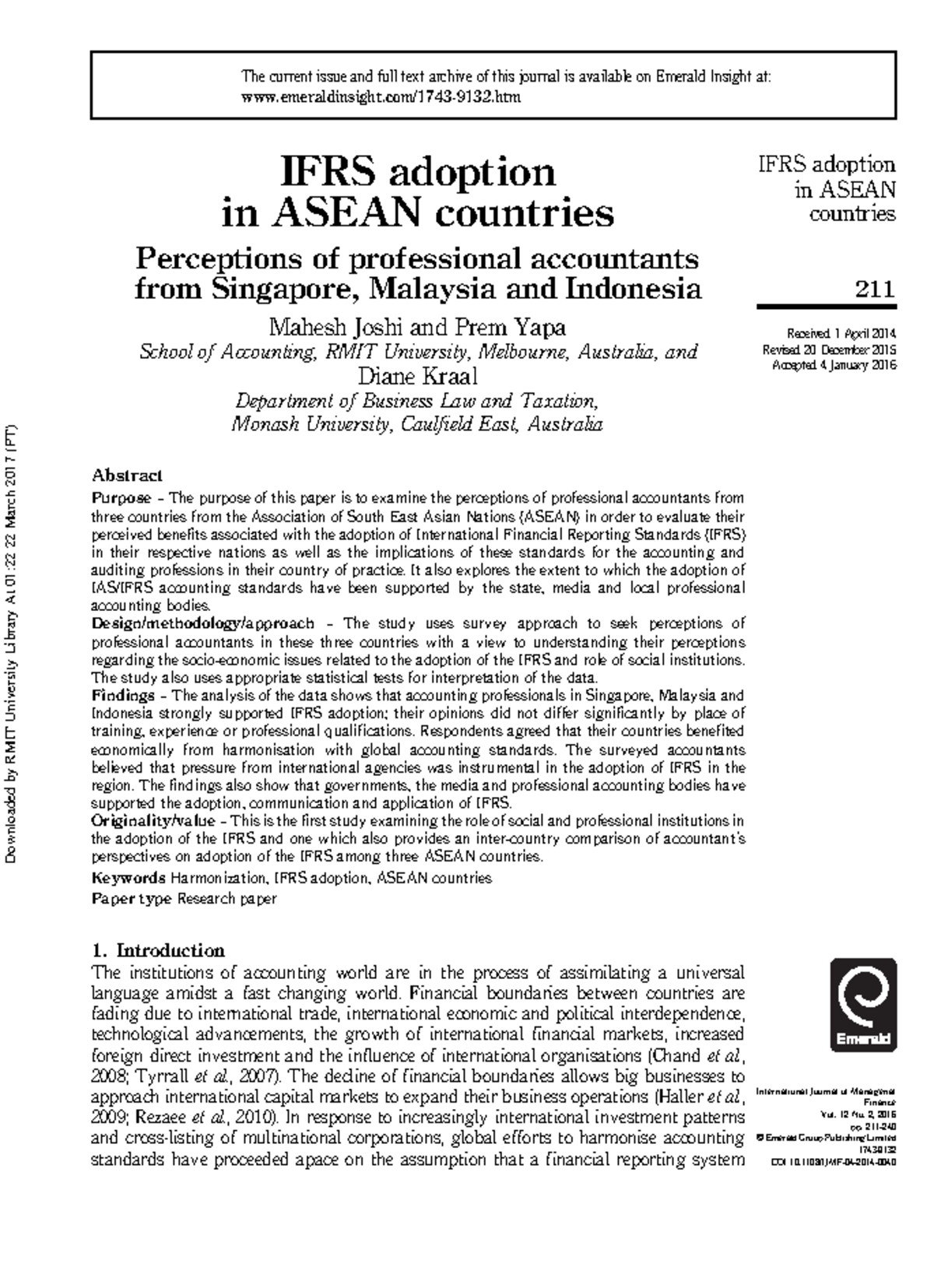Group+4 Joshi+et+al+%282016 %29 - The current issue and full text ...