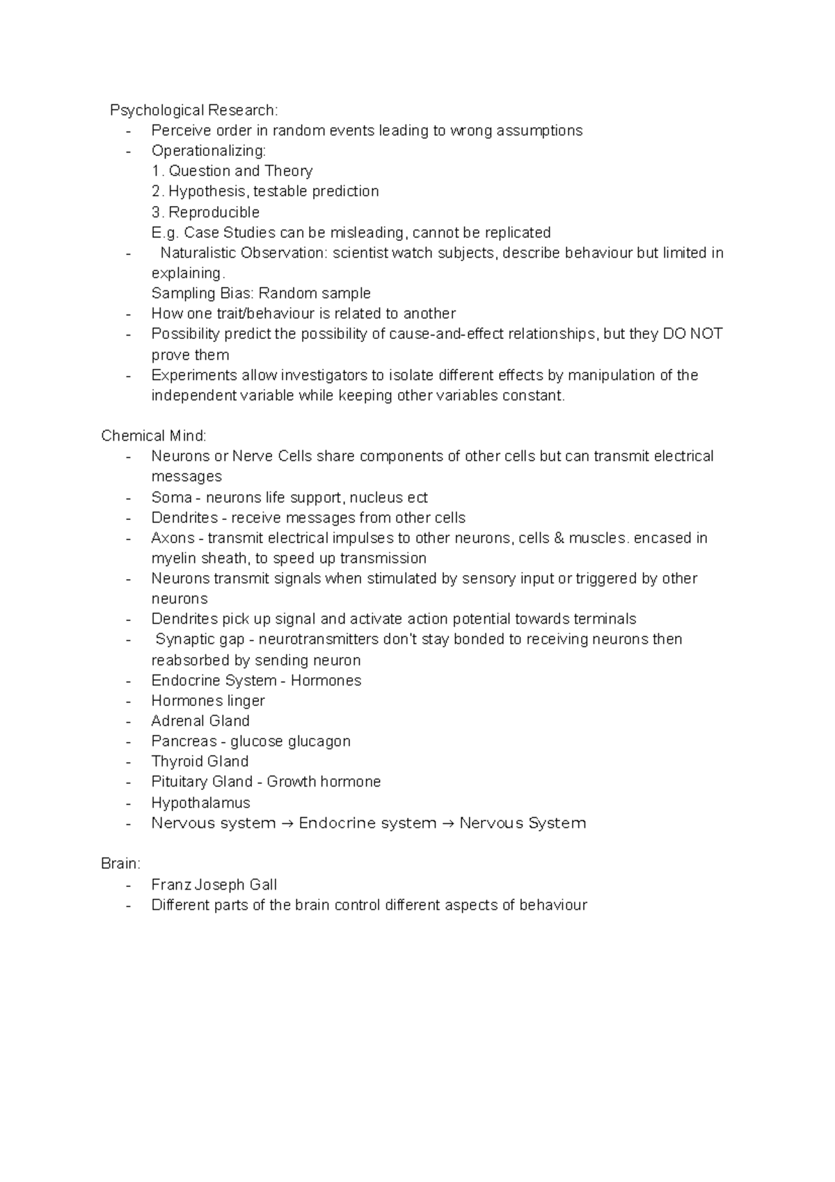 Psych Revision - Lecture notes - Psychological Research: - Perceive ...