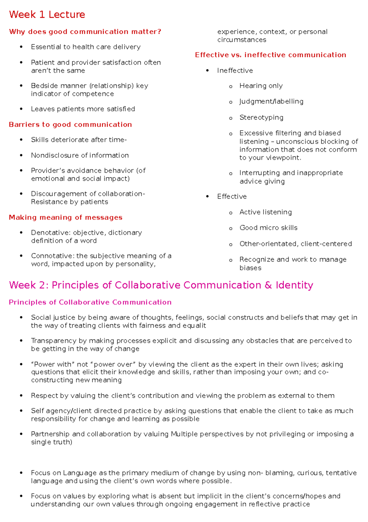 PYB007 Lecture Notes - Week 1 Lecture Why does good communication ...