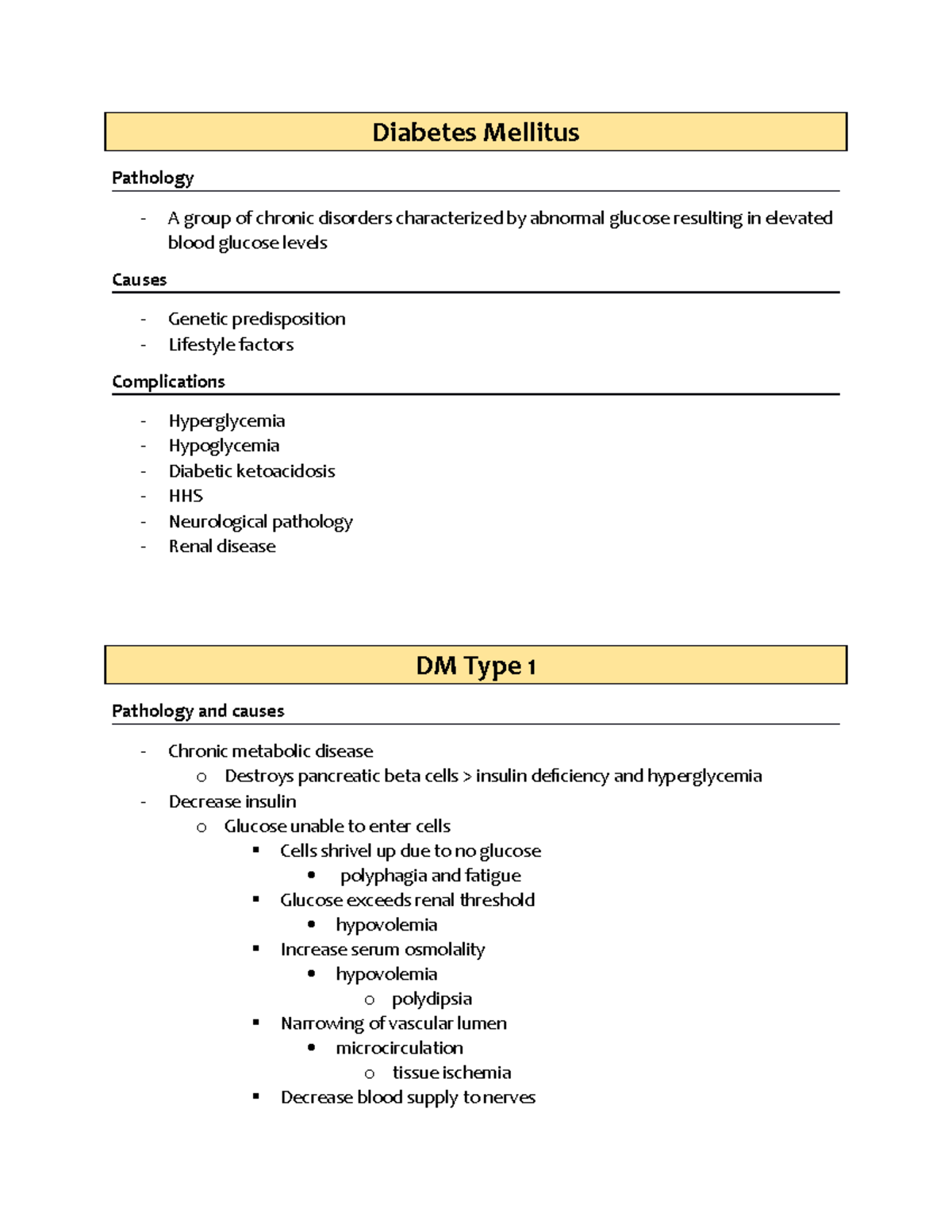 STDU- DM - Patho lecture notes- quick lecture notes that are easy to ...