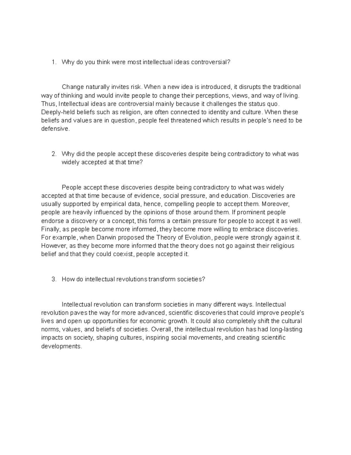 Docu - Intellectual ideas - Why do you think were most intellectual ...