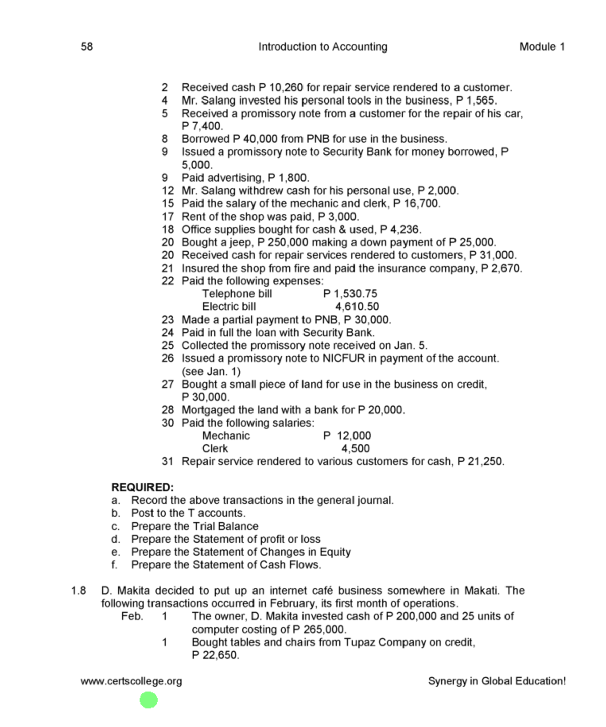 Module 1 Intro to Acctg-61-65 - BUSD 1006 - Studocu