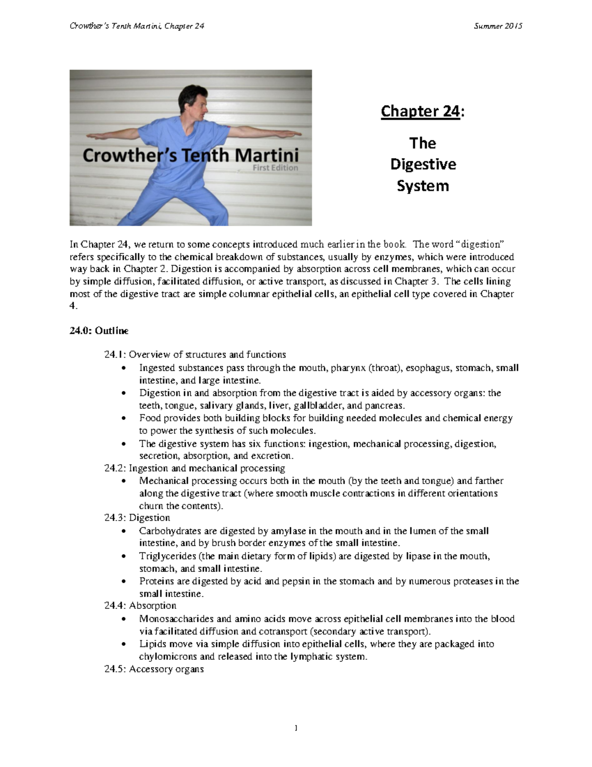 CTM Chapter 24 - Lecture notes Digestive System Basics Chap 24 ...