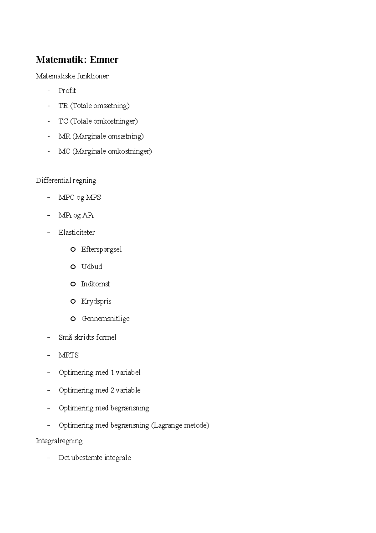 Noter til MAT - Matematik: Emner Matematiske funktioner - Profit - TR ...