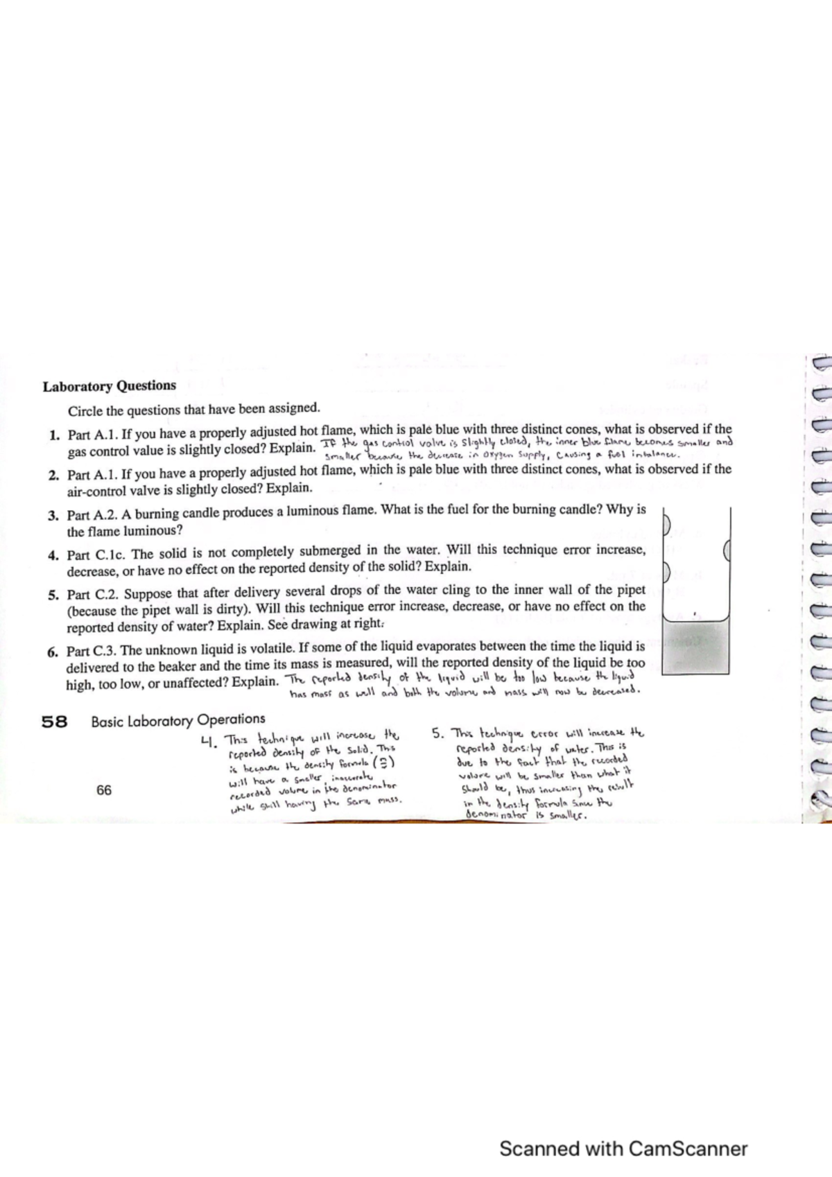Basic Lab Oper. Post Lab - Laboratory Questions Circle the questions ...