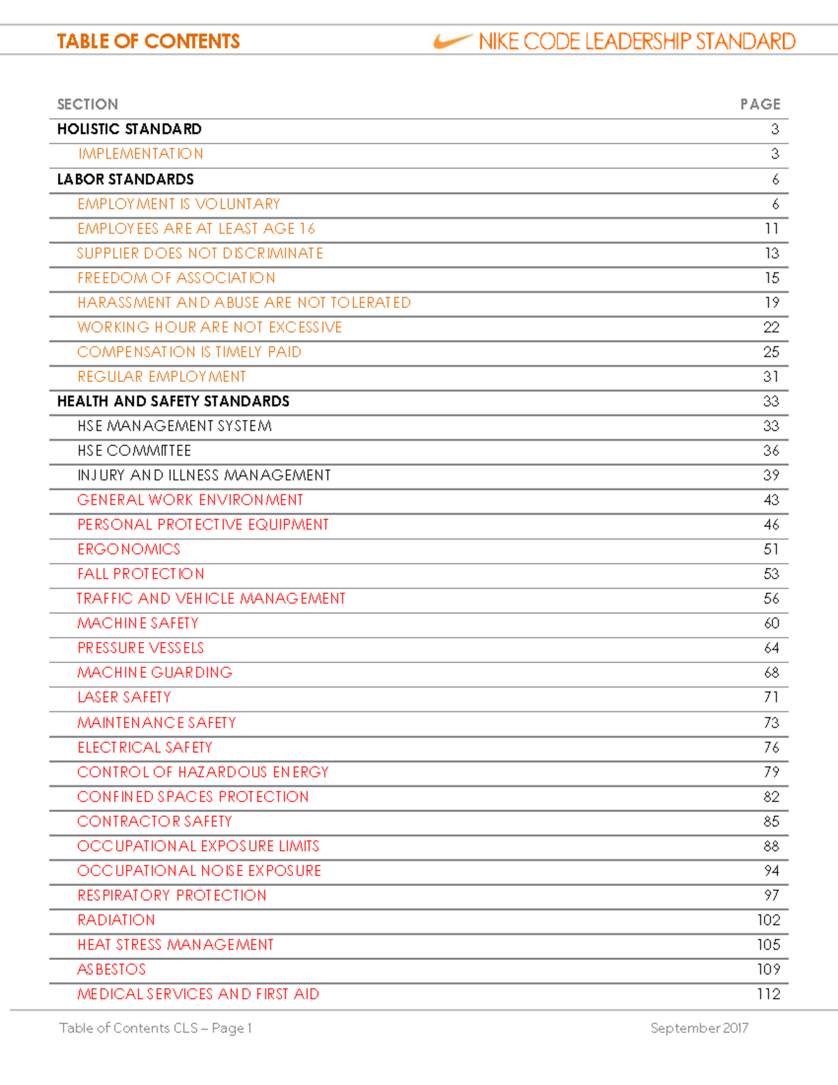 Nike Code Leadership Standards September 2017 English - TABLE OF ...