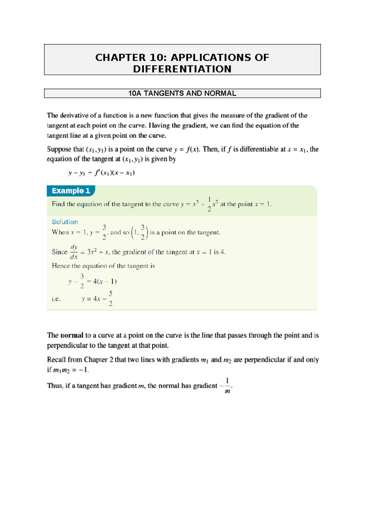 12 Math Methods Chapter 10, Aplication of Differentiation Notes ...