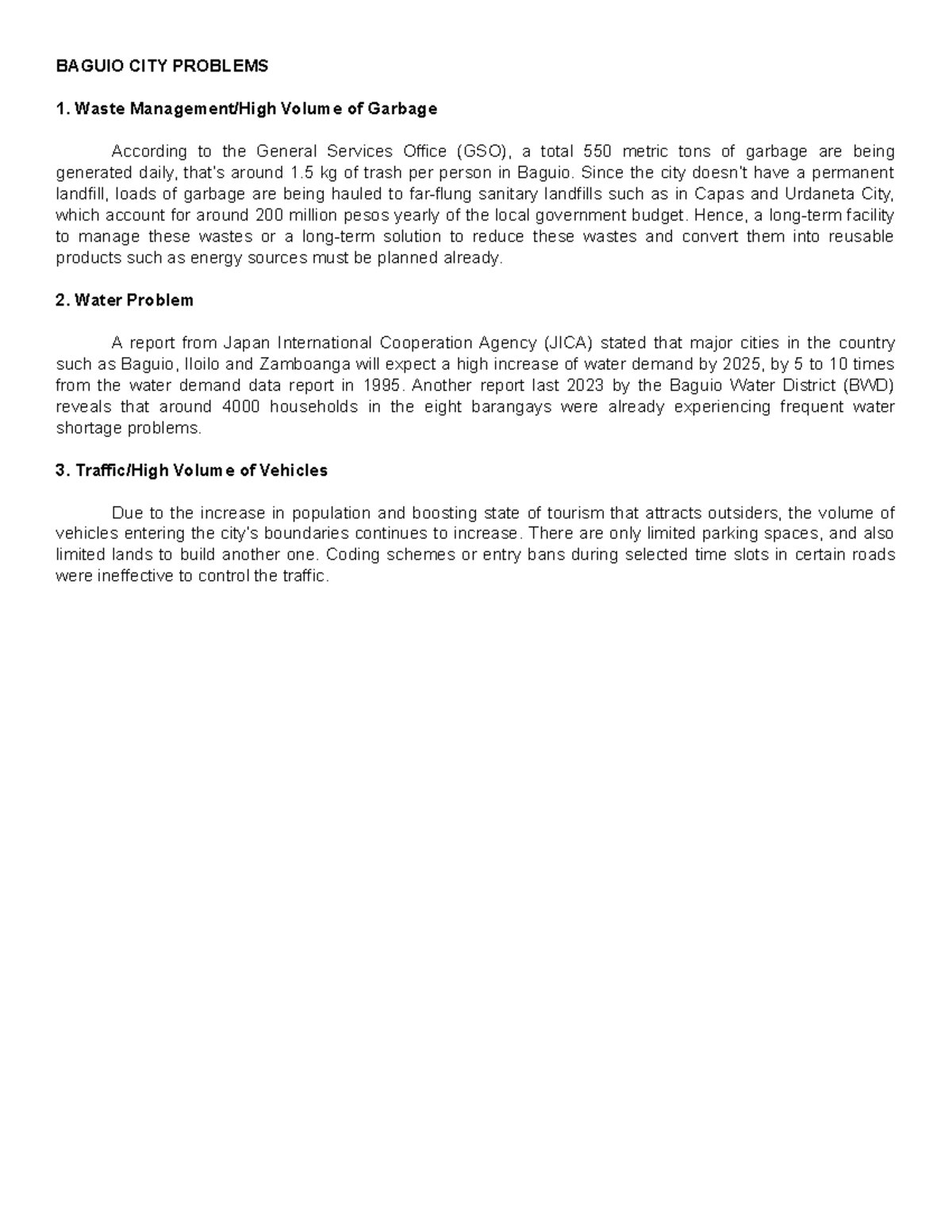 Baguio CITY Problems - BAGUIO CITY PROBLEMS Waste Management/High ...