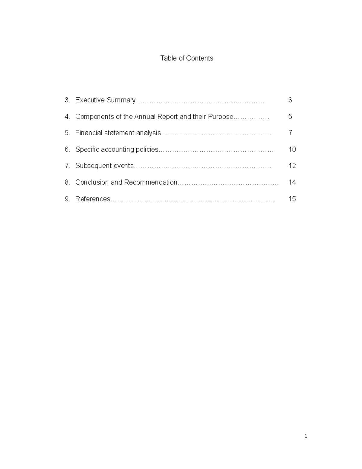 ANNUAL REPORT GROUP PROJECT - ACCT 3410 - Table of Contents Executive ...