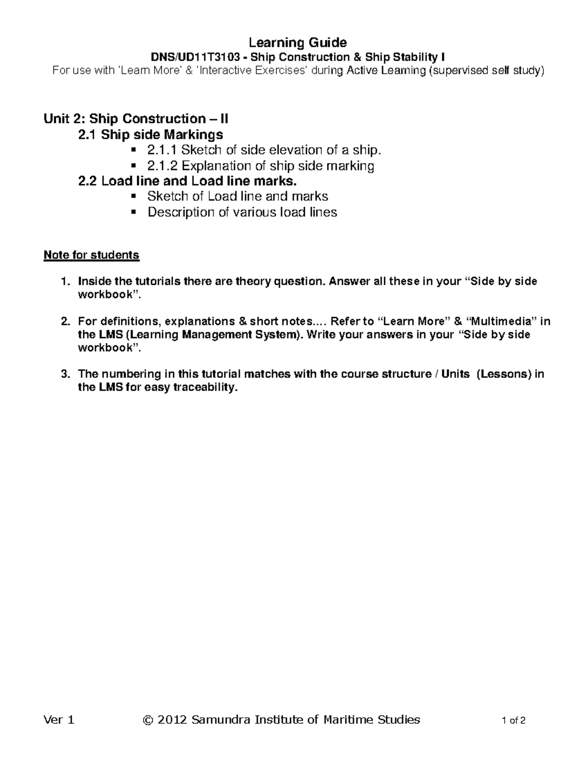 Unit 2 Learning Guide (Downloadable) - Learning Guide DNS/UD11T3103 ...