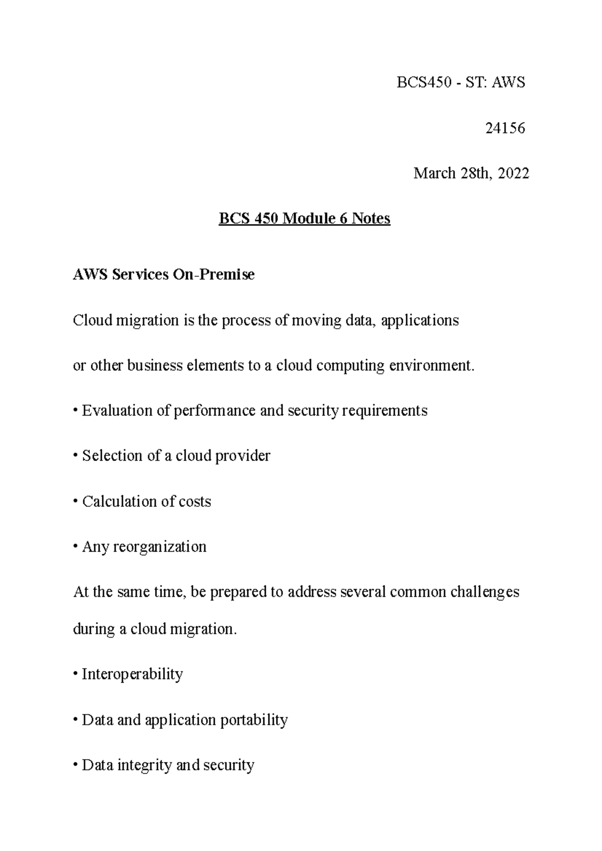 BCS450 Module 6 Marth 28th, 2022 - BCS450 - ST: AWS 24156 March 28th ... BCS450 Module 6 Marth 28th, 2022 - BCS450 - ST: AWS 24156 March 28th ...
