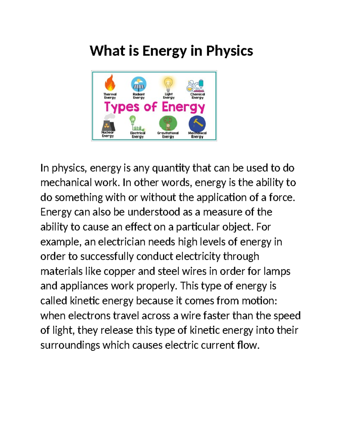 What is Energy in Physics - In other words, energy is the ability to do ...