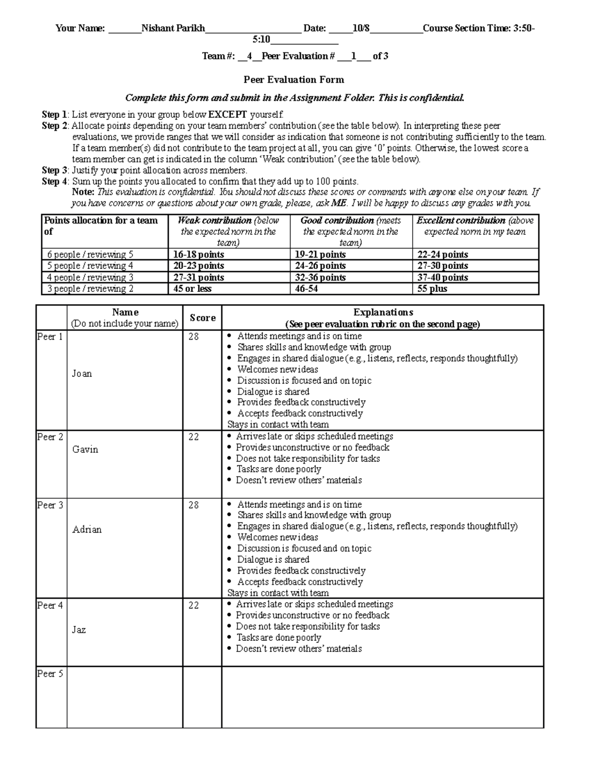 Peer - fawawegaweign - Your Name: Nishant Parikh_____________ Date ...