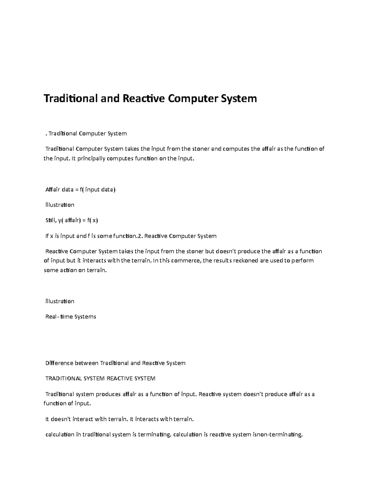 Traditional and Reactive Computer System - Traditional Computer System ...