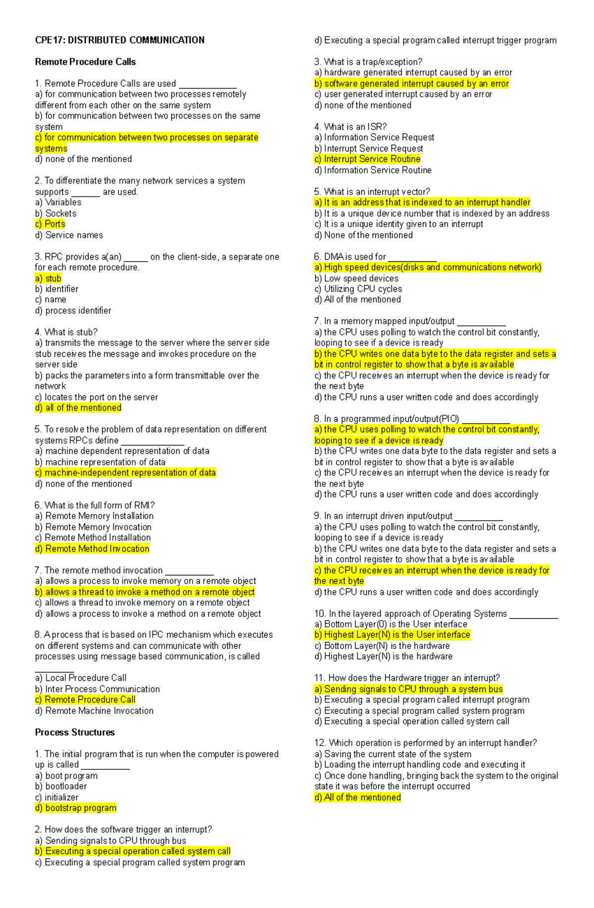 2 CPE17 Distributed Communication - CPE17: DISTRIBUTED COMMUNICATION Remote Procedure Calls ...