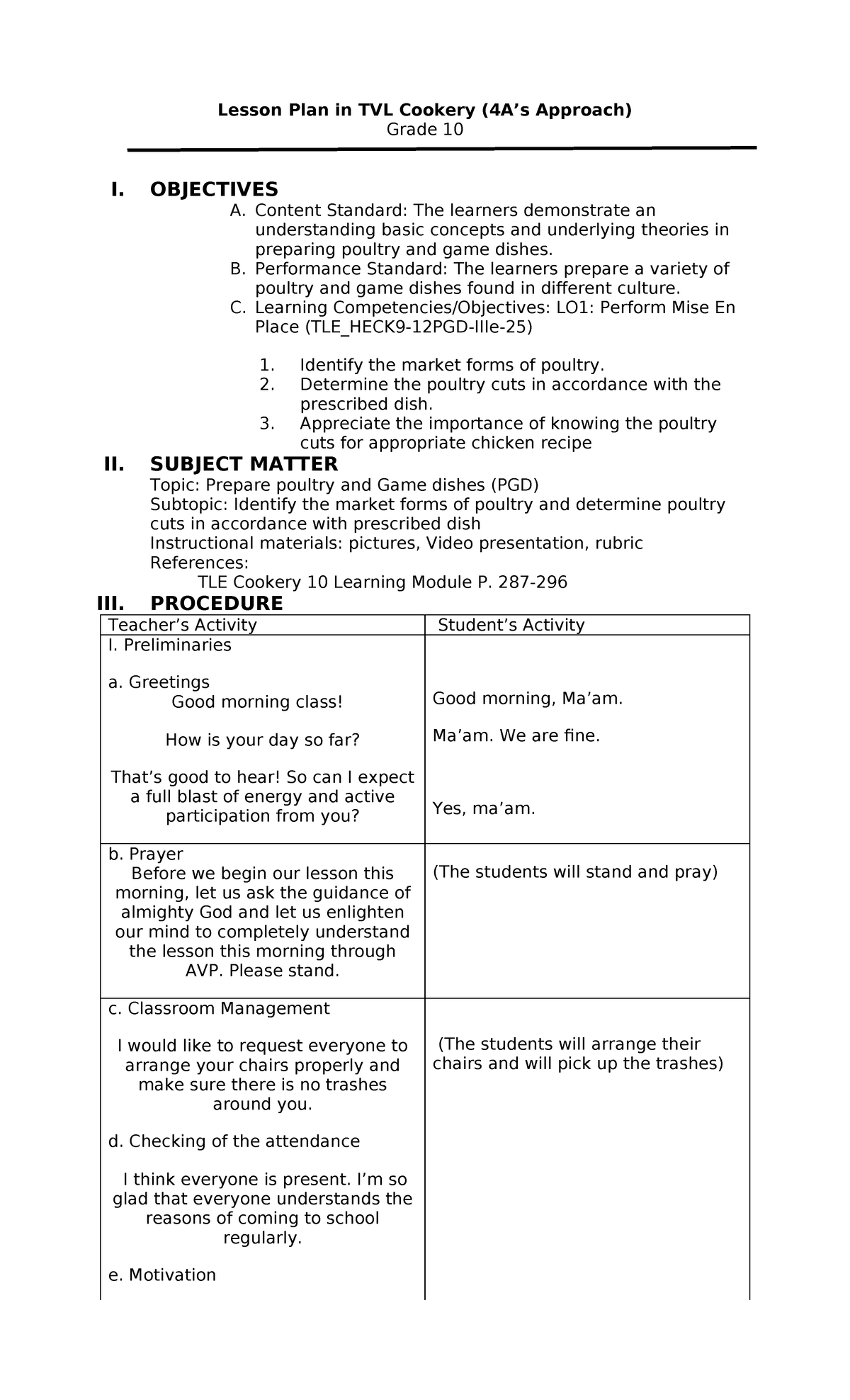 Lesson-Plan-in-TVL-Cookery-poultry - Lesson Plan in TVL Cookery (4A’s ...
