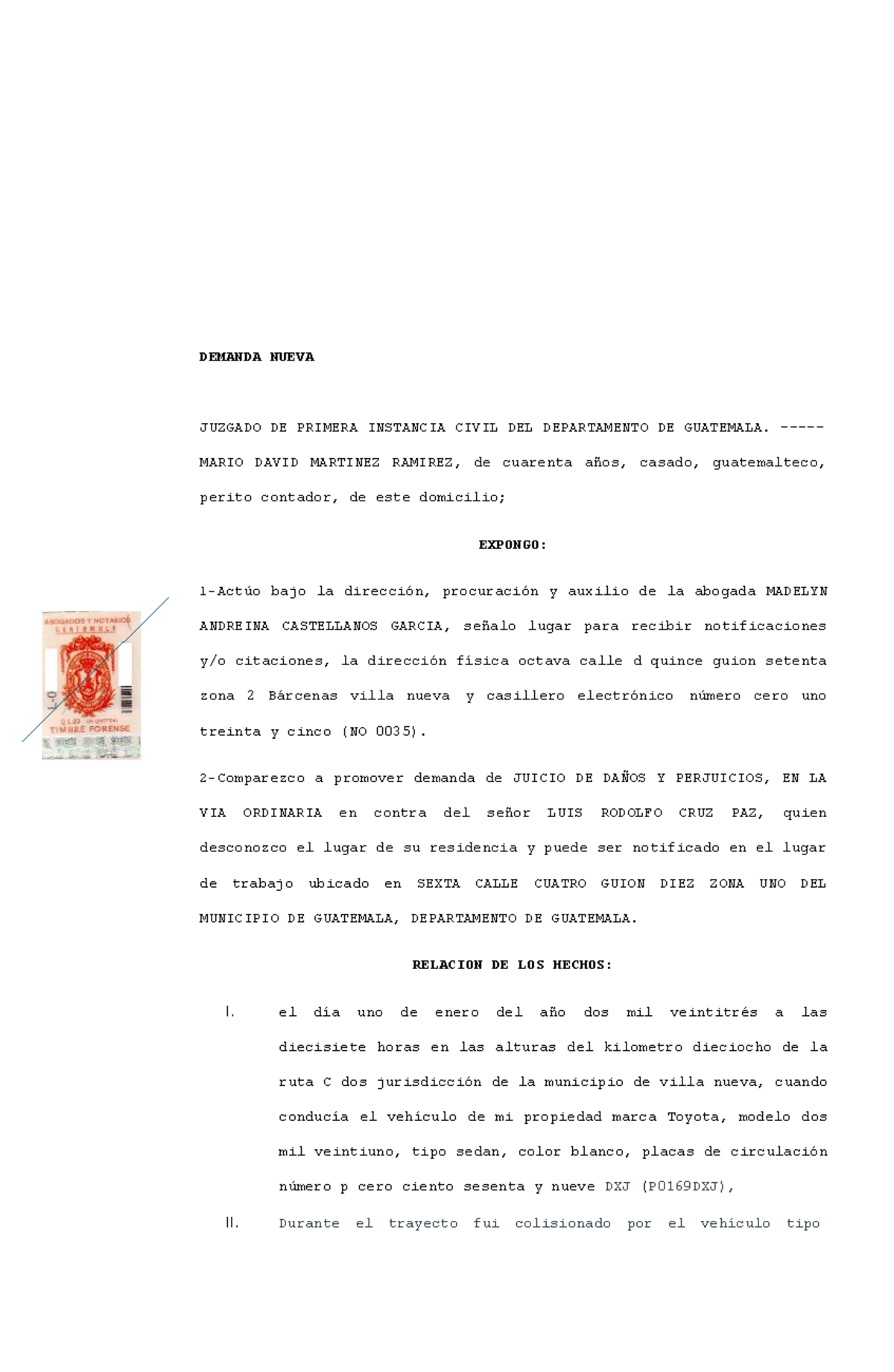 Demanda de clinica civil - DEMANDA NUEVA JUZGADO DE PRIMERA INSTANCIA ...