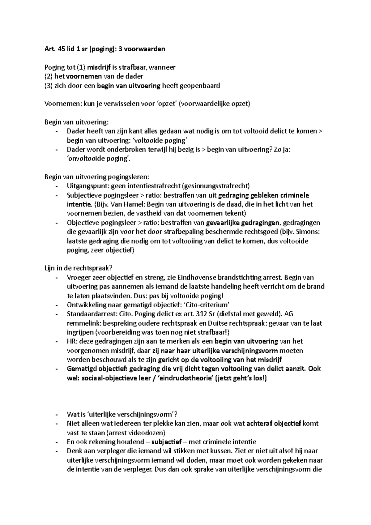 Poging strafrecht 2 - Art. 45 lid 1 sr (poging): 3 voorwaarden Poging ...