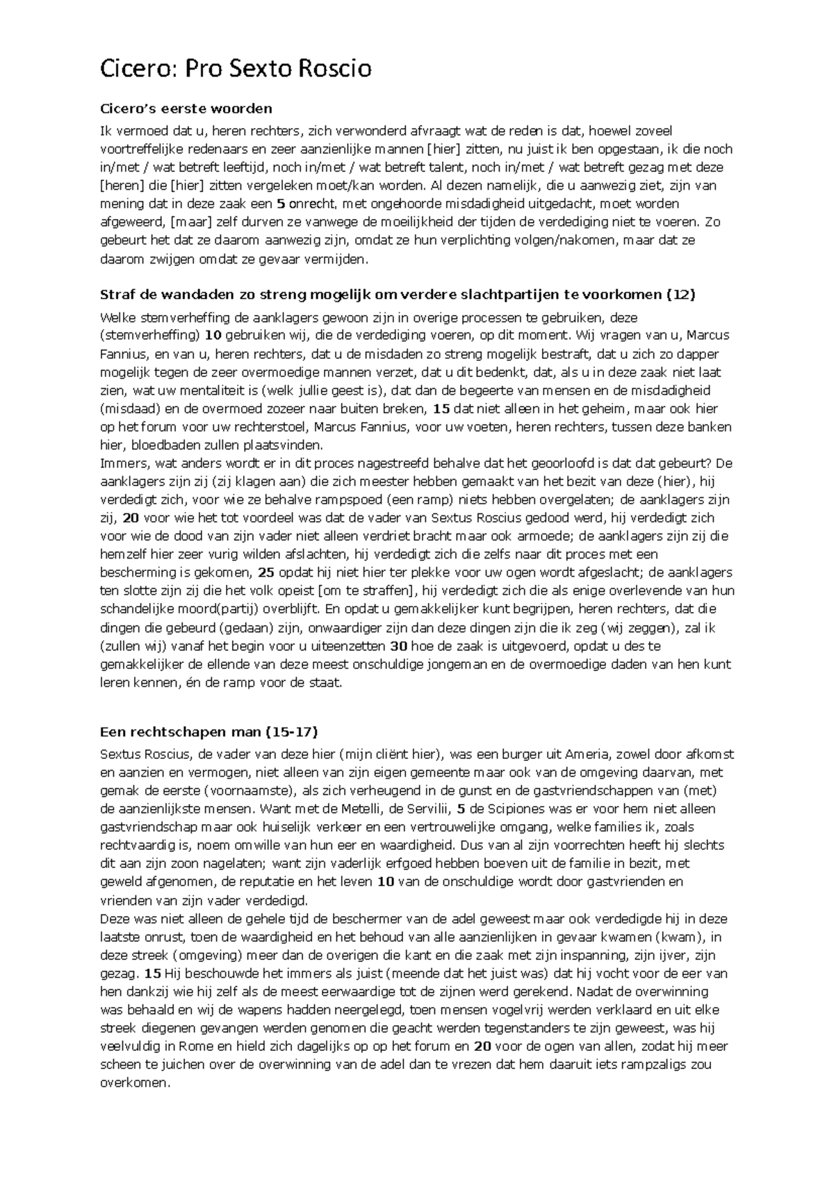 Cicero Pro Sexto Roscio werkvertaling exordium en narratio - Cicero ...