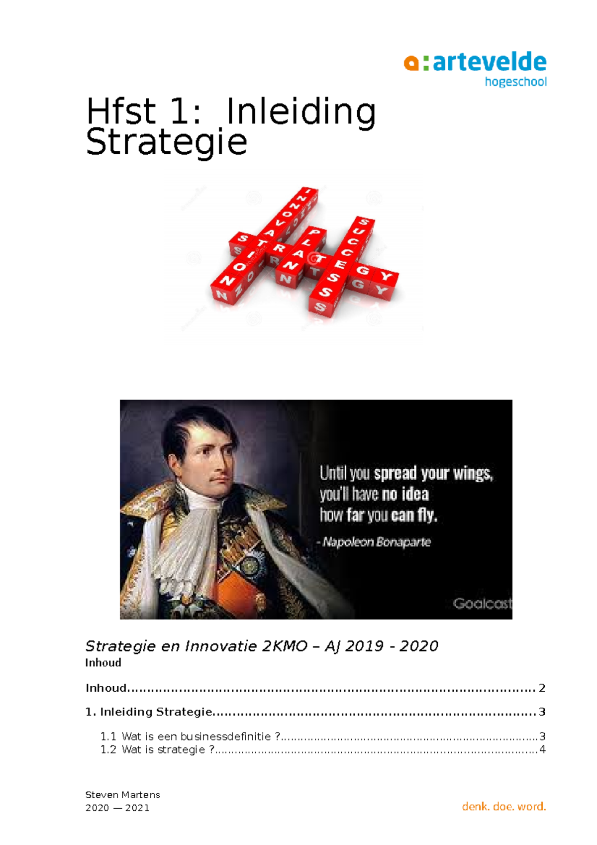 2KMO Hfst 1 Inleiding strategie - Hfst 1: Inleiding Strategie Strategie ...