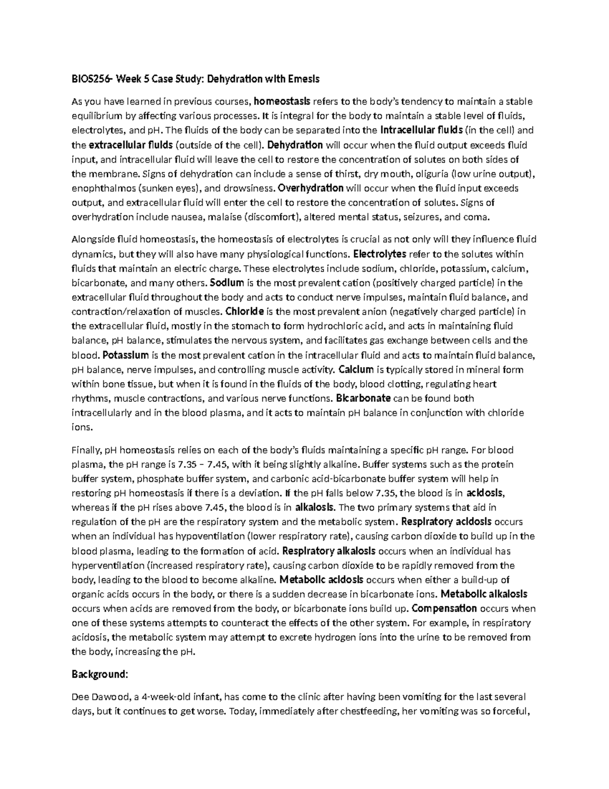 BIOS256 W5 Case Study - BIOS256- Week 5 Case Study: Dehydration with ...