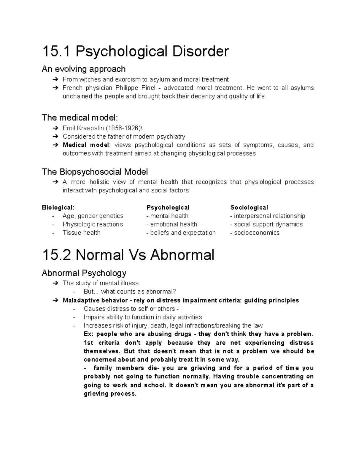 Chapter 15 - 15 Psychological Disorder An evolving approach From ...