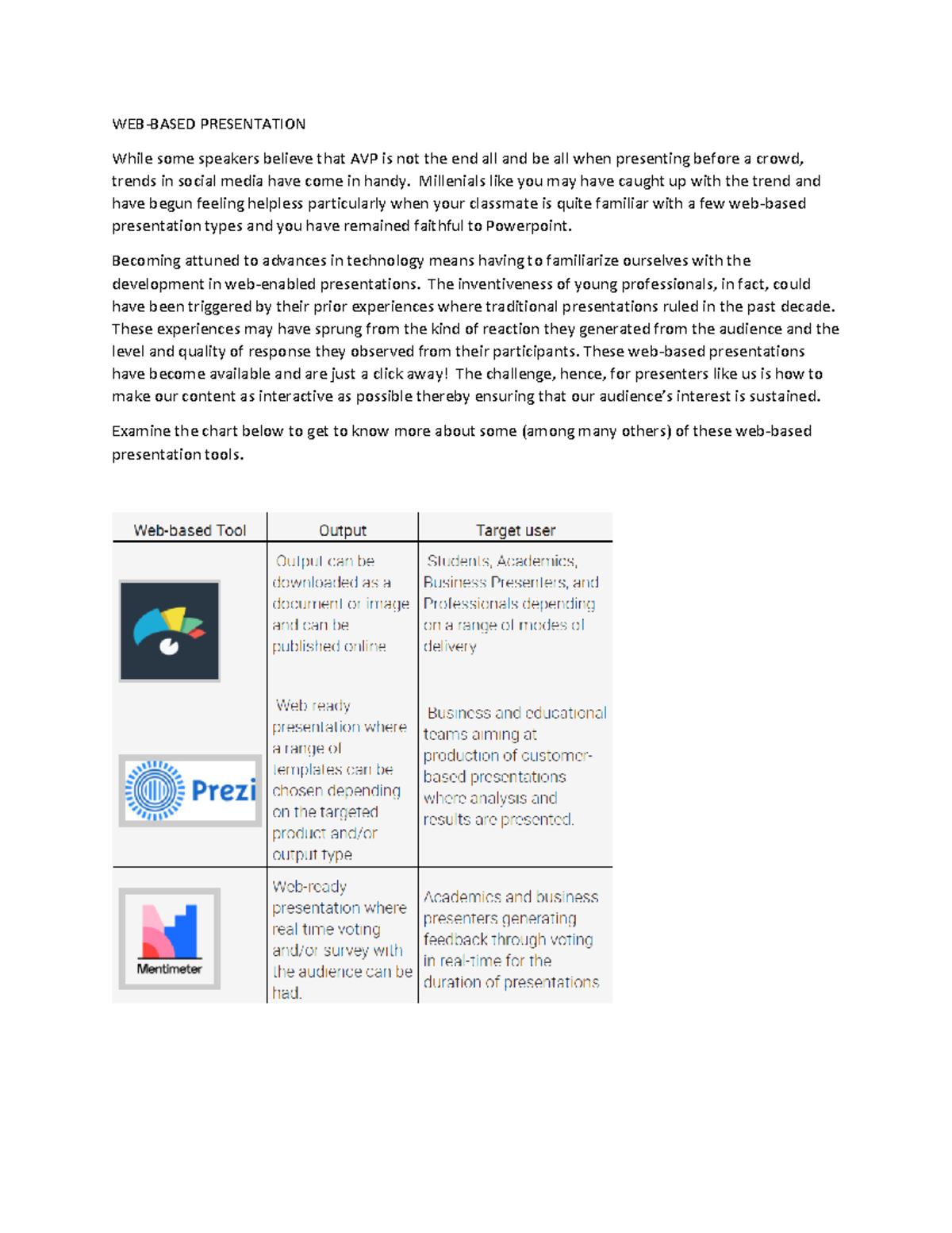 Lesson 5.2 avp and web based - WEB-BASED PRESENTATION While some ...