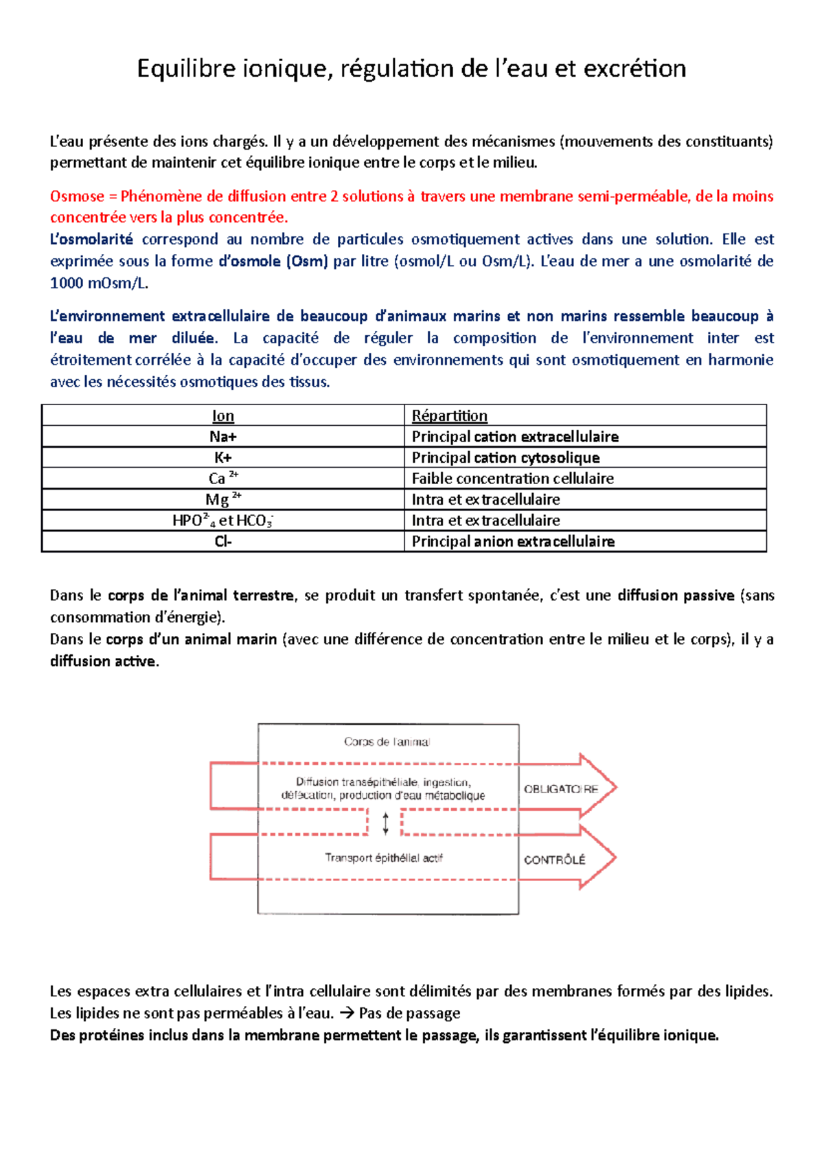 2-L'équilibre ionique - Equilibre ionique, régulation de l’eau et ...
