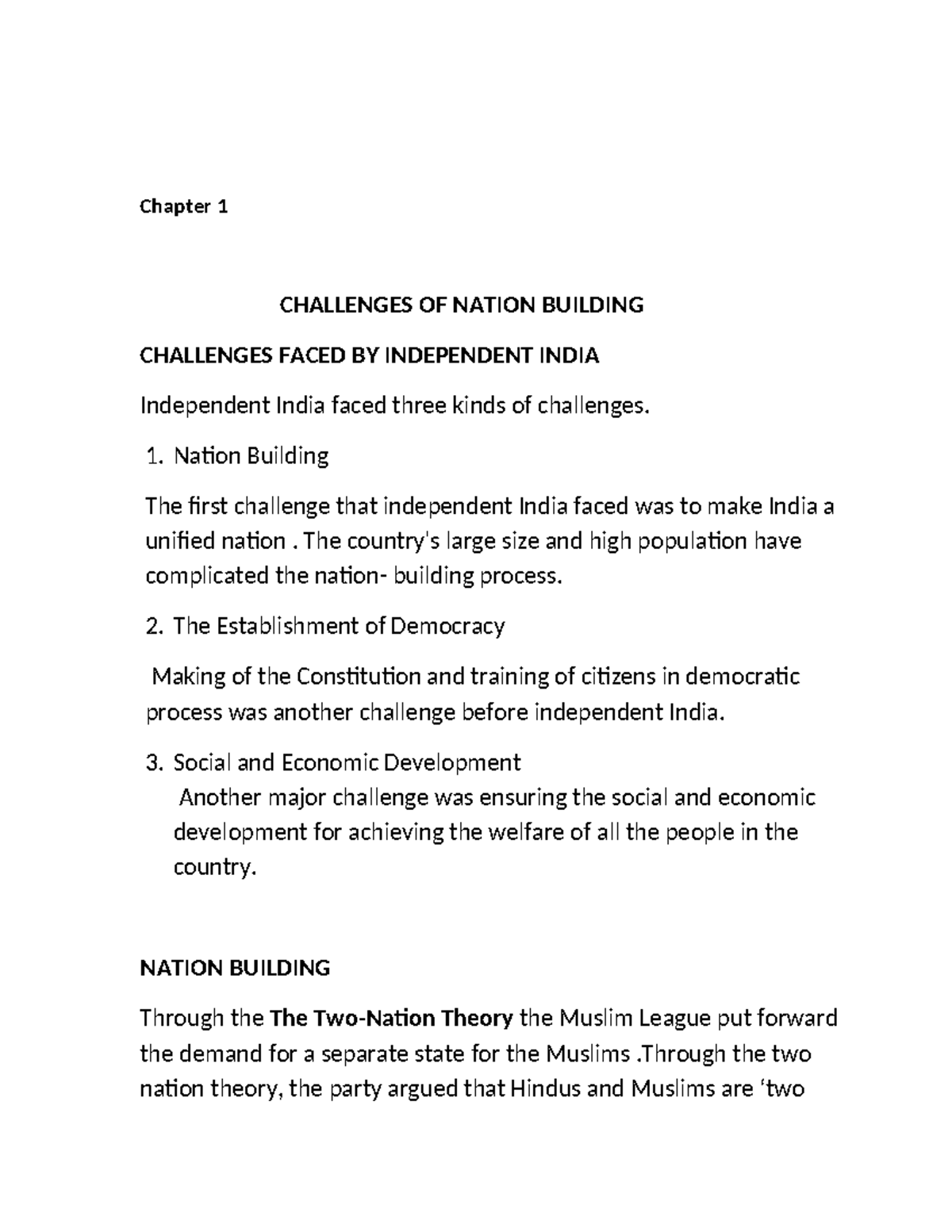 Challenges OF Nation Building - Chapter 1 CHALLENGES OF NATION BUILDING ...