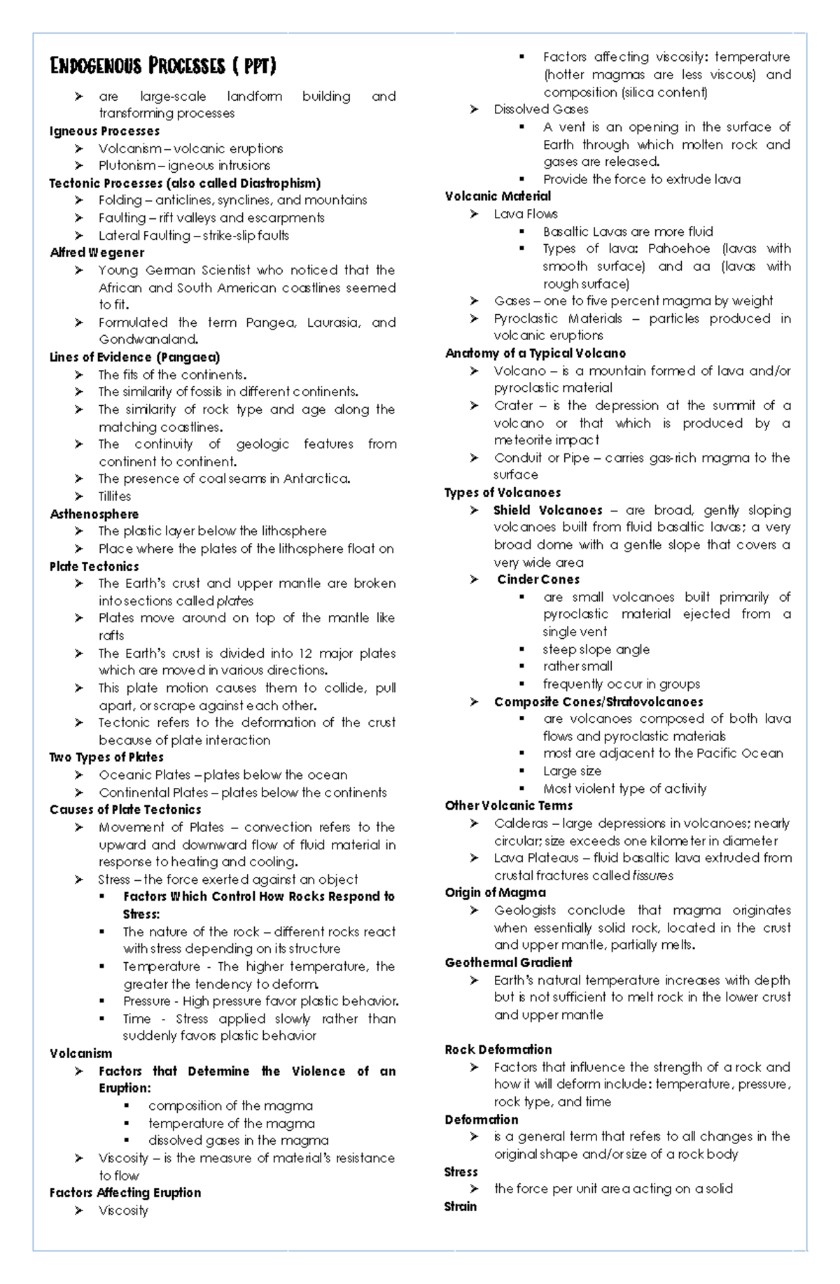Earth Science - Endogenic Processes - Endogenous Processes (ppt) are ...