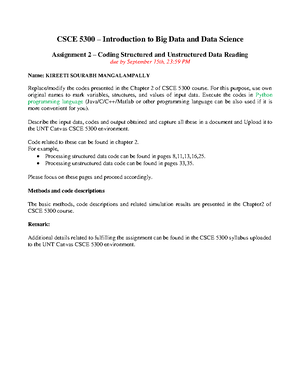 Activity Learning- 2 - CSCE 5300 – Introduction to Big Data and Data Science Activity Learning ...